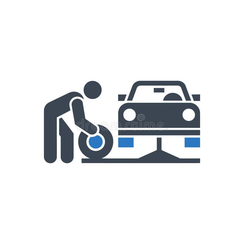 Tire Replacement Service Icon Stock Vector - Illustration of mechanic ...