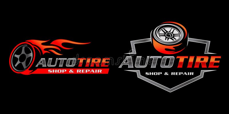 Tire Shop Repair Logo Design Template Stock Vector - Illustration of ...