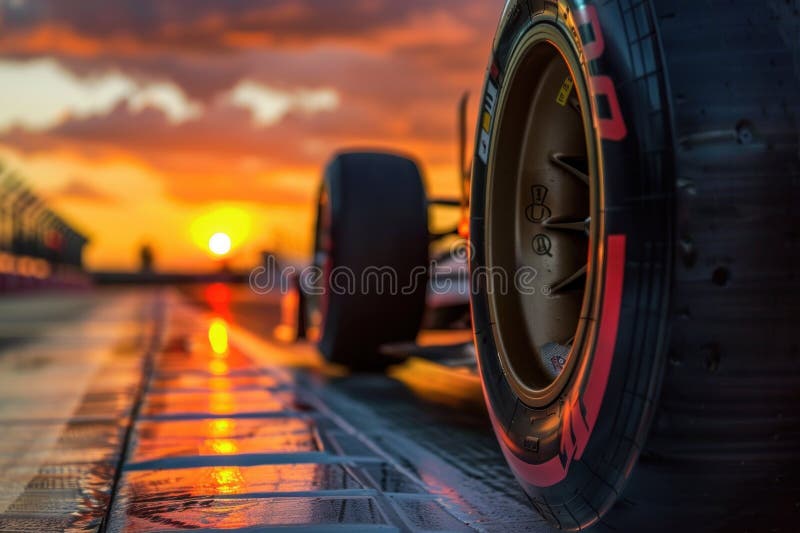 A Car Tire is Shown on a Road with a Cracked Surface Stock Photo ...