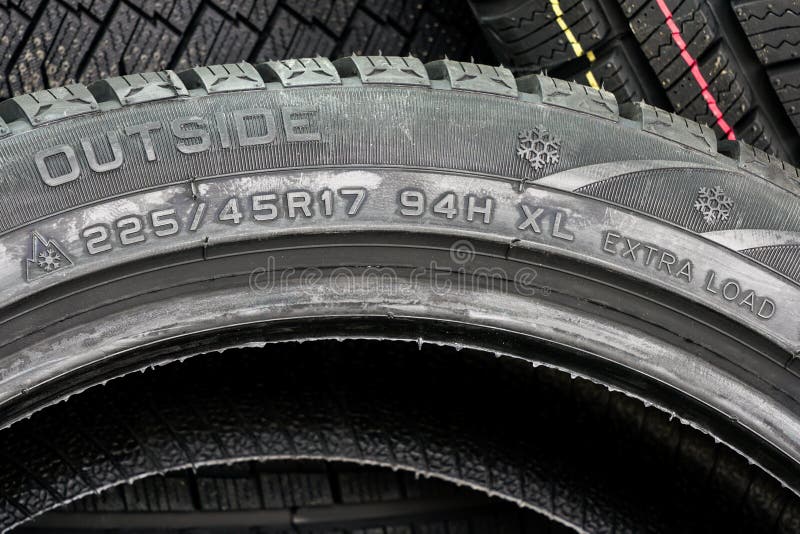 Tire Side View with Tire Width, Height, Wheel Diameter, Outside, 3PMSF ...