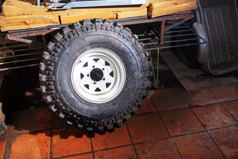 Tire for Small Truck Ready for Change Stock Image - Image of wheel ...