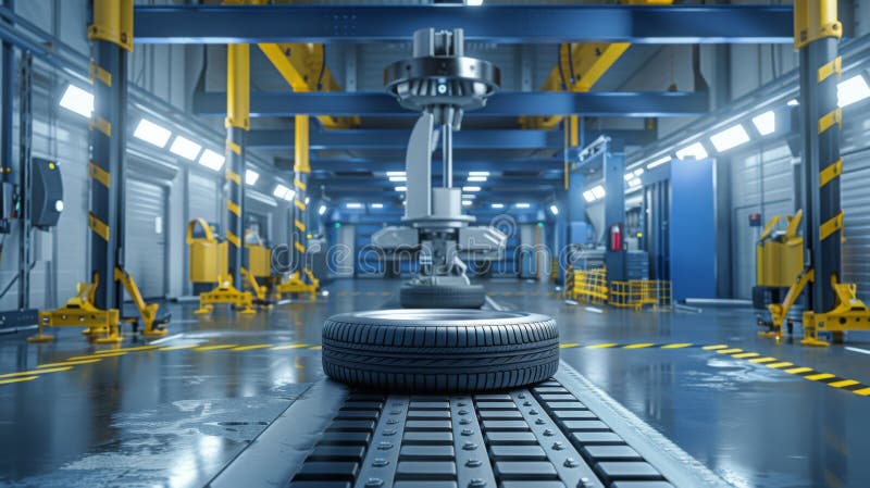 Tire Testing on Conveyor Belt in Factory Stock Image - Image of factory ...