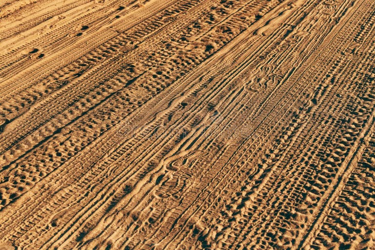 Tire Track Tread Marks in Sandy Dust Road Stock Image - Image of trace ...
