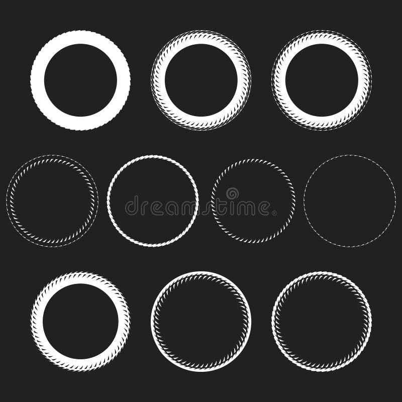 Tire Track Vector Round Border Frame Set. Overlay Logo Design Frame ...
