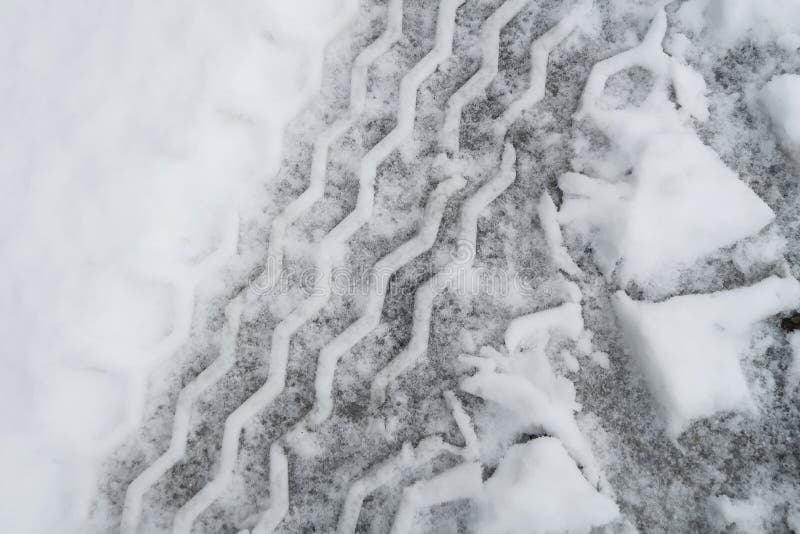 Tire tracks in the snow stock photo. Image of cold, weather - 114161930