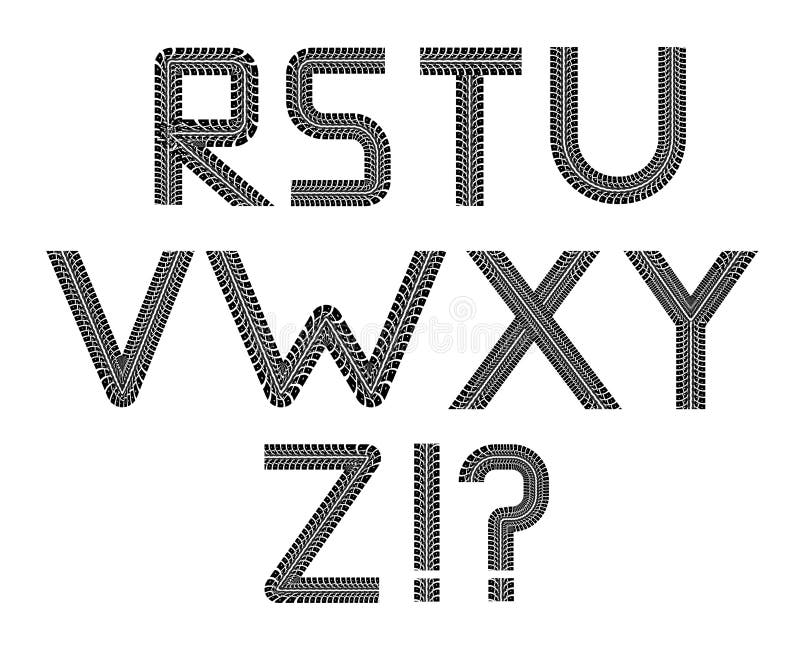 Vector Alphabet Letters Made from Motorcycle Tire Tracks Stock Vector ...