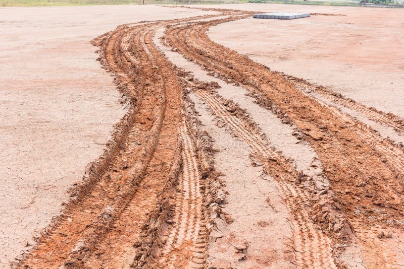 Tire tracks on the ground stock image. Image of street - 238577479