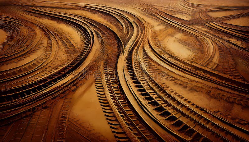 Tire Tracks Intersecting Creating Abstract Pattern on Sand Stock ...