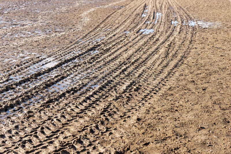 Tire tracks in the mud stock photo. Image of rain, pattern - 260707400