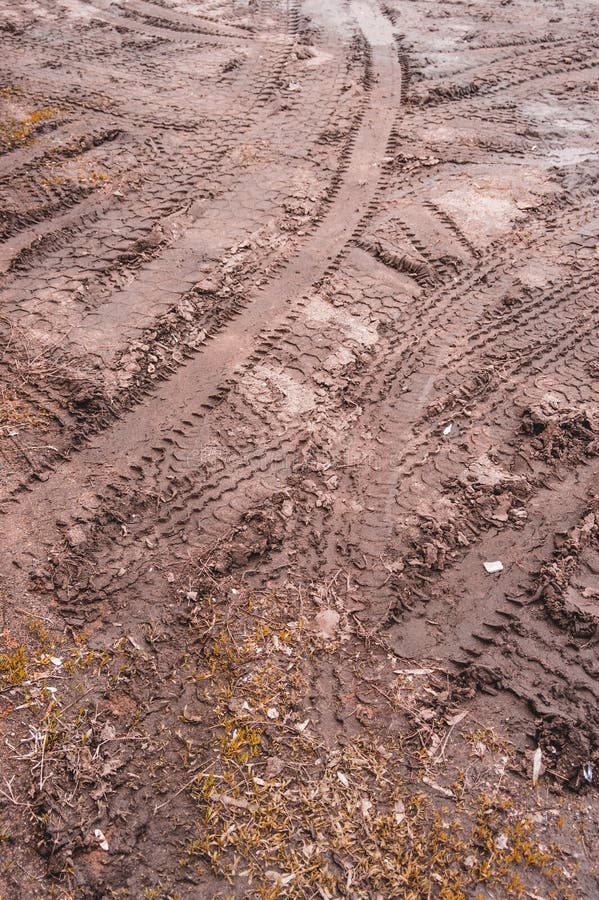 Tire Tracks on a Muddy Road. Stock Image - Image of trace, pattern ...