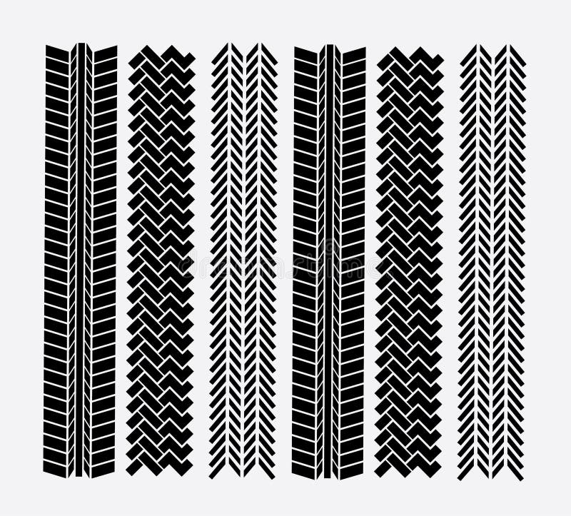 Set of Tileable Tire Track Patterns Stock Vector - Illustration of ...