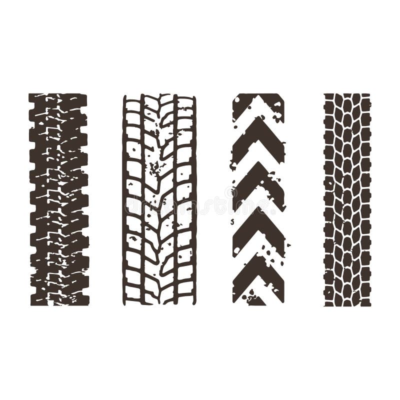 Tire Tracks Pattern Texture Silhouette Vector. Grunge Vintage Retro ...