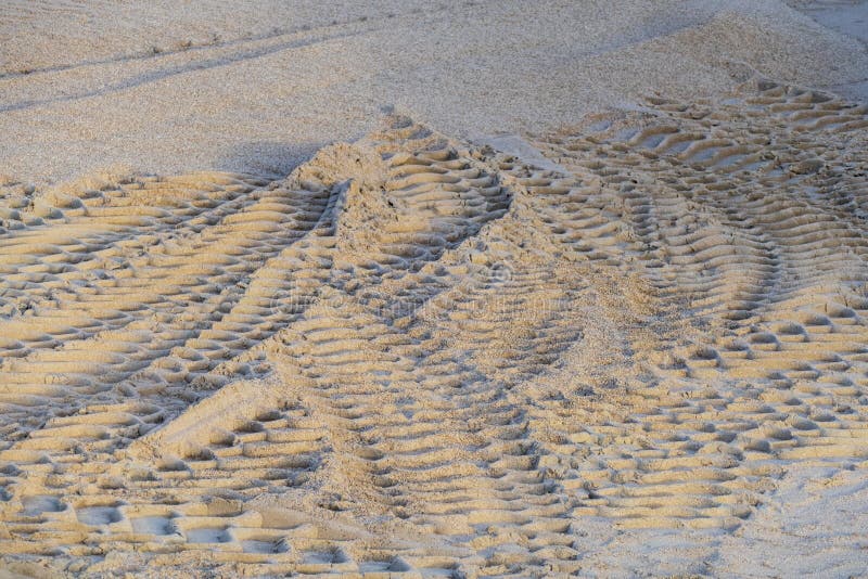 Tire Tracks in the Sand from a Tank or Excavator Stock Photo - Image of ...