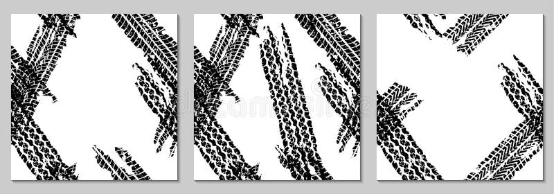 Tire Tracks Seamless Background or Pattern Set. Wheels Print with ...