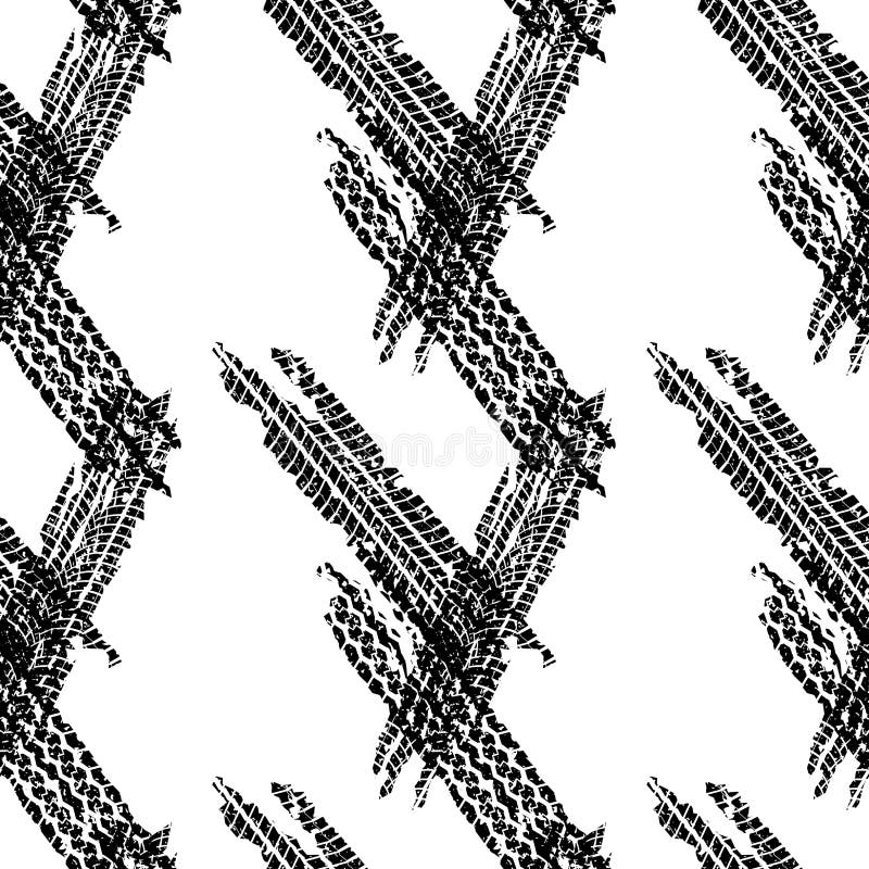 Tire Tracks Seamless Background or Pattern. Wheels Print with Grunge ...