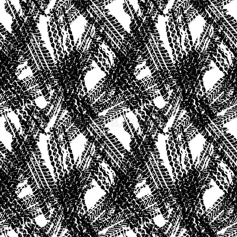 Tire Tracks Seamless Background or Pattern. Wheels Print with Grunge ...