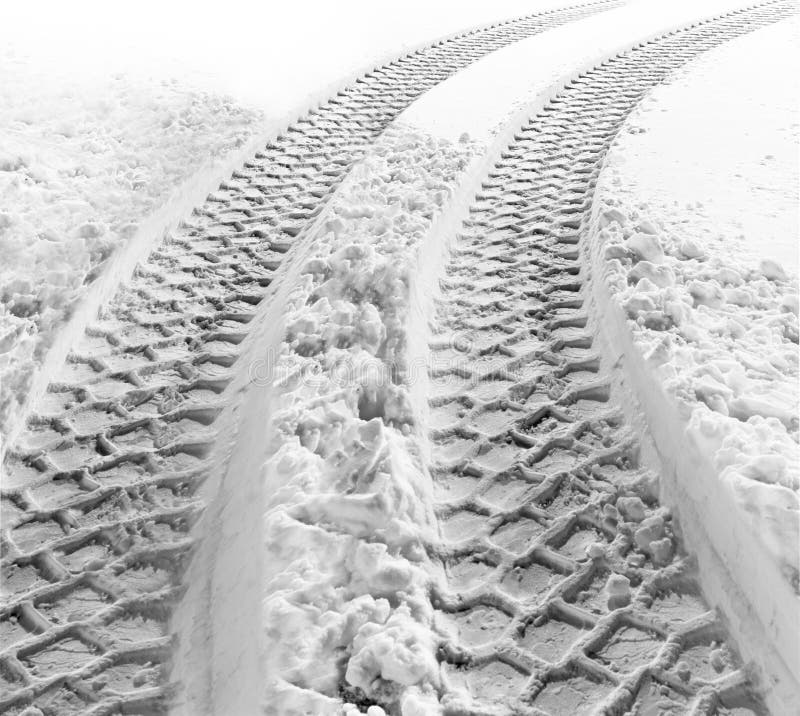 Parallel Tire Tracks in the Snow Stock Image - Image of tread, street ...