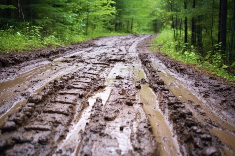 Tire Tracks on a Wet Mud Trail Stock Photo - Image of tire, adventure ...