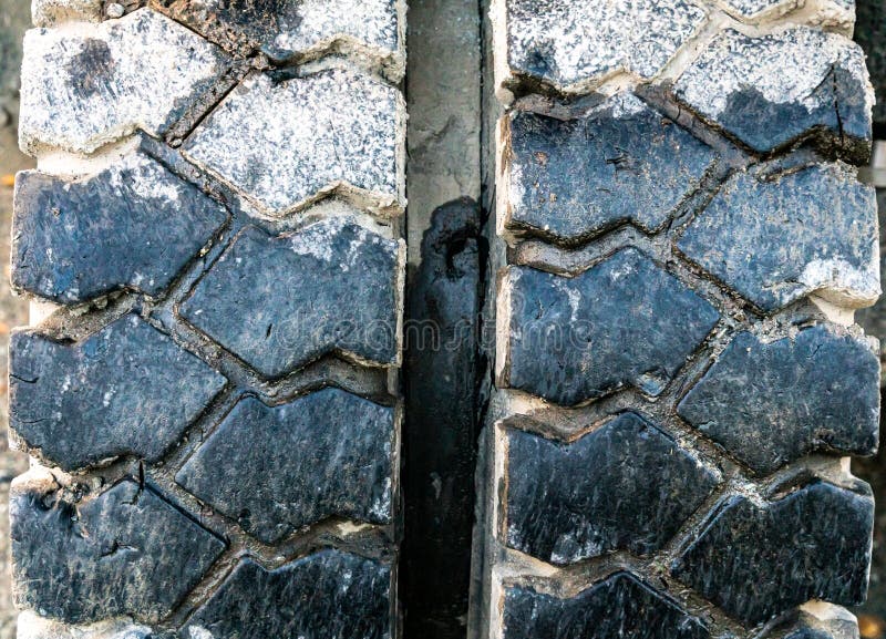 Tire Thread on a Large Construction Machine Stock Image - Image of ...