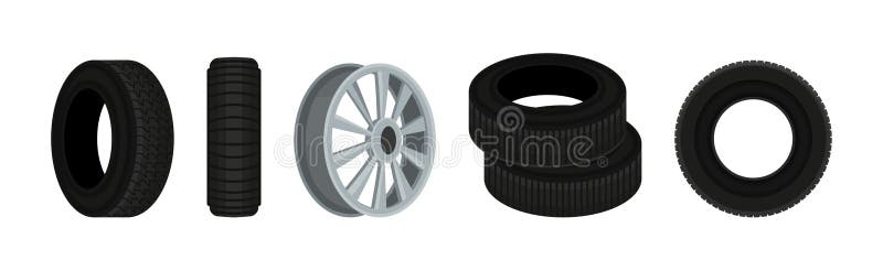 Tire or Tyre As Ring-shaped Component of Wheel Rim Vector Set Stock ...