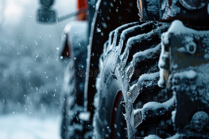 Tire of a Vehicle is Covered in Snow Stock Photo - Image of tyre ...