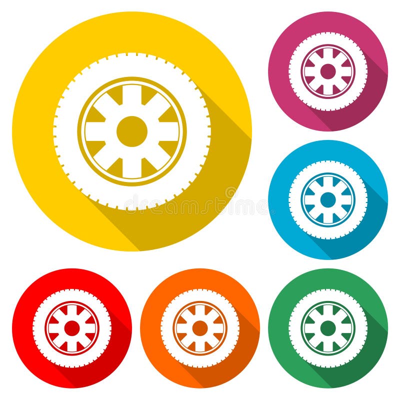 Tire and wheel icon stock vector. Illustration of industry - 157676776