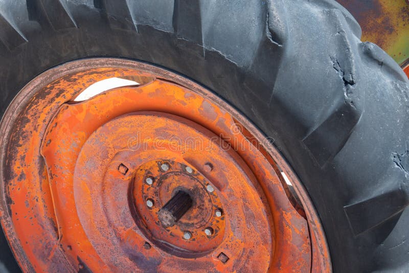 Vintage Farm Tractor Tire and Wheel Stock Image - Image of belt ...