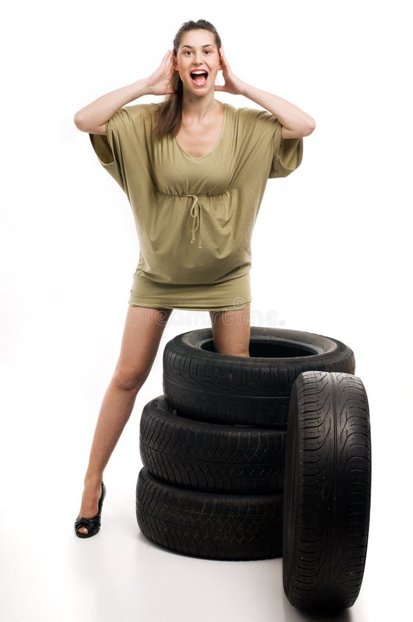 Tire stock image. Image of girl, drive, woman, beauty - 4275501