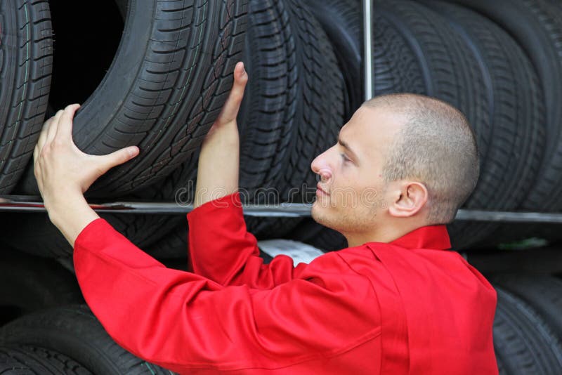 Tire workshop stock photo. Image of mechanist, inventory - 10201558
