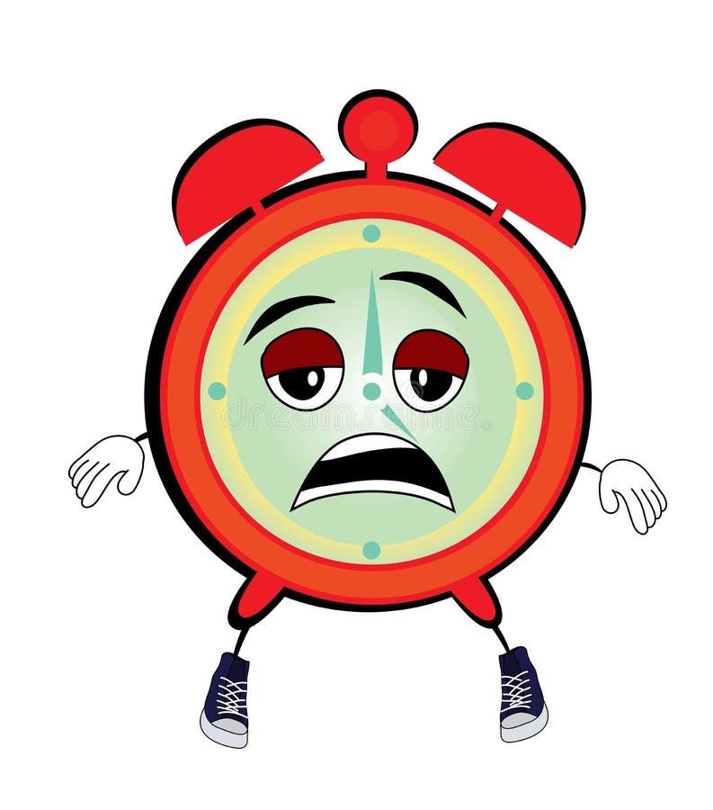 Tired Alarm clock cartoon stock illustration. Illustration of weary ...