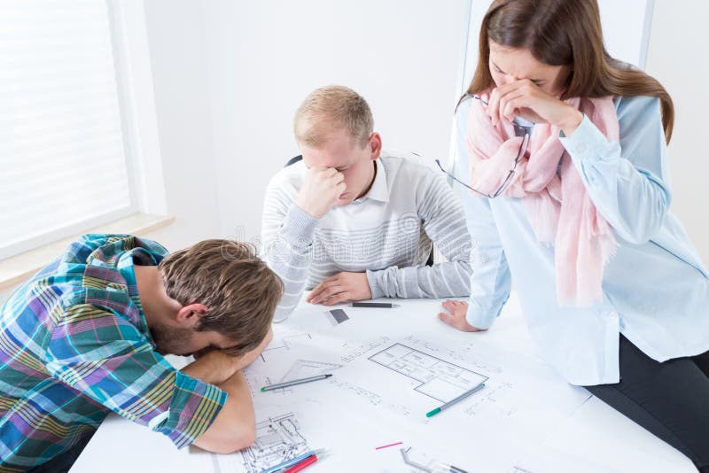 Tired Architects Working on a Project Stock Image - Image of group ...