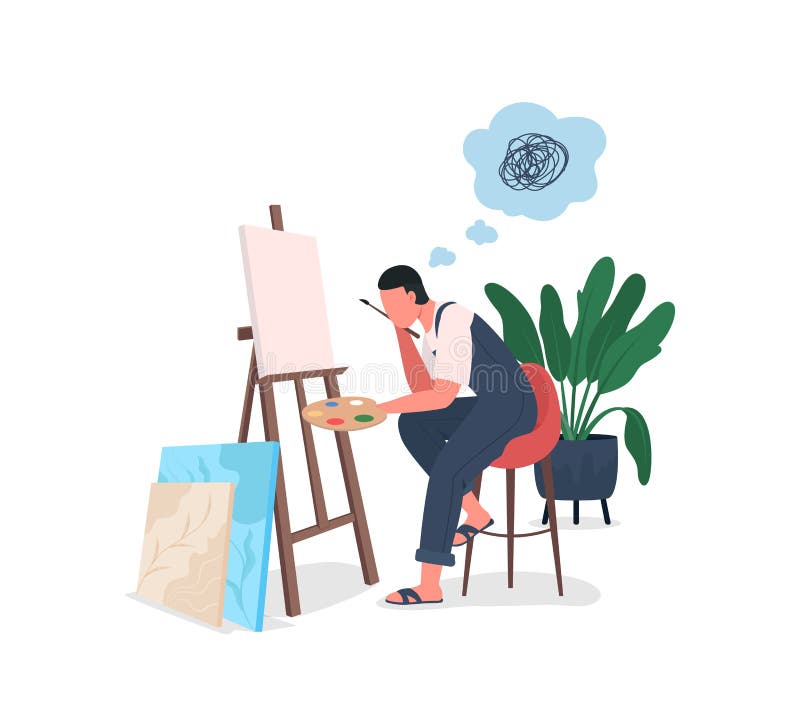 Tired Artist at Easel Flat Color Vector Faceless Character Stock Vector ...