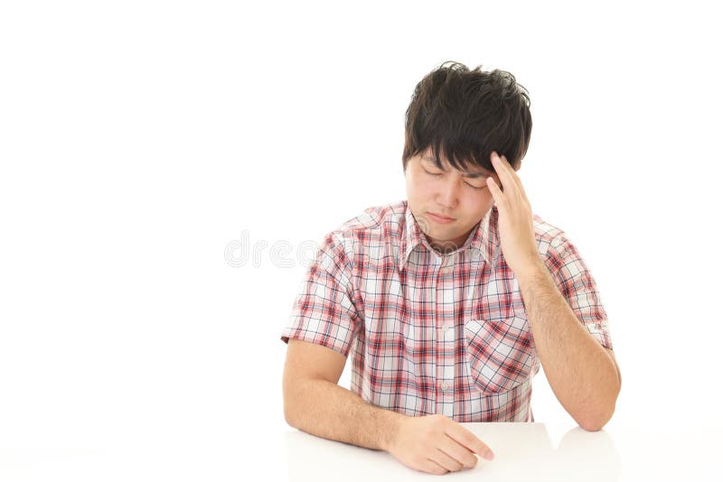 Tired Asian man stock photo. Image of beauty, japan, face - 91764132