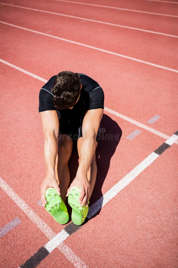 Tired Athlete Standing On Running Track Stock Photo - Image of physical ...