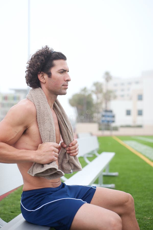 Athletic Male Runner in Ready Position Stock Photo - Image of sport ...