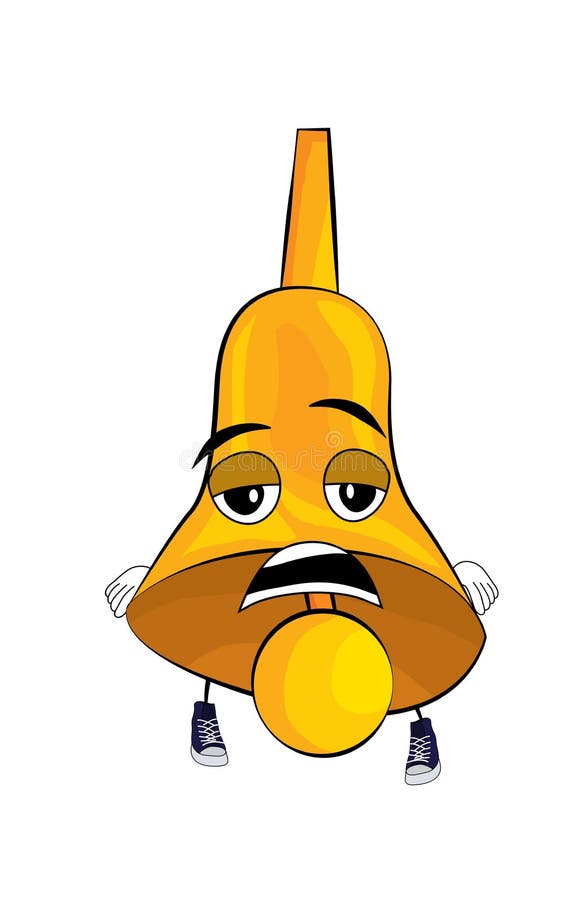 Sad bell cartoon stock illustration. Illustration of yellow - 48991606