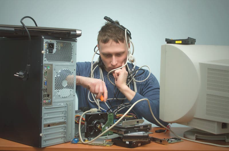 Computer Repairman. Computer Technician Engineer. Support Service ...