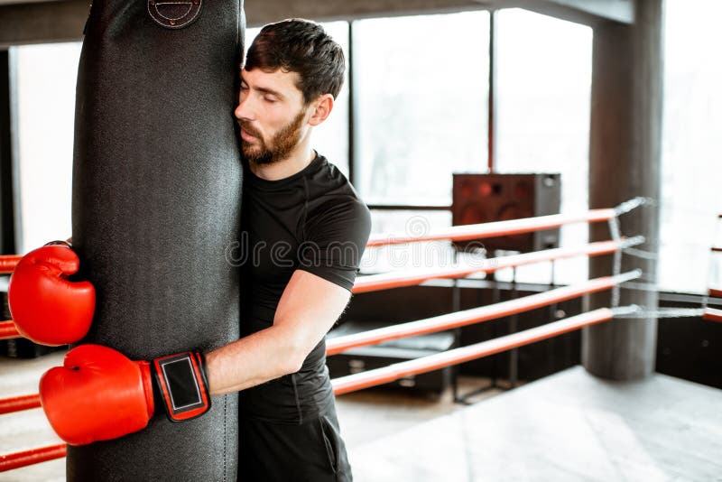 Tired Boxer on the Boxing Ring Stock Image - Image of fight, hugging ...