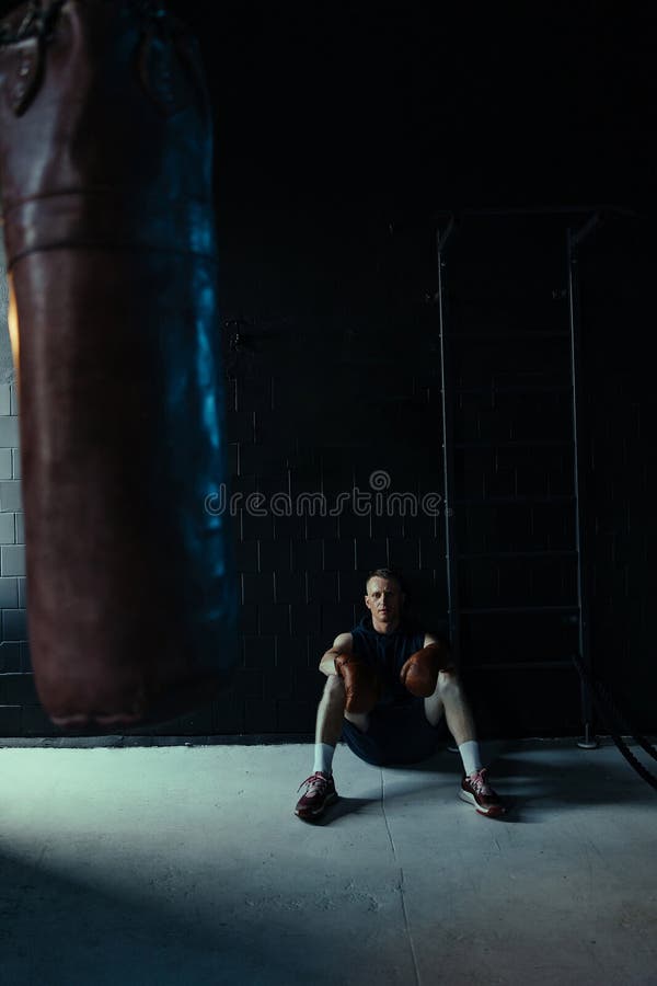 Tired Boxer Resting in Gym after Exercising Stock Photo - Image of ...