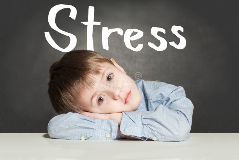 Tired Boy with Stress. Sad Concept Stock Image - Image of school, color ...