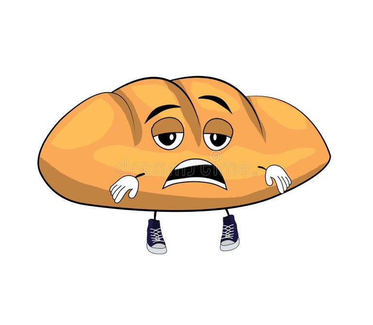 Tired bread cartoon stock illustration. Illustration of isolated - 49614559