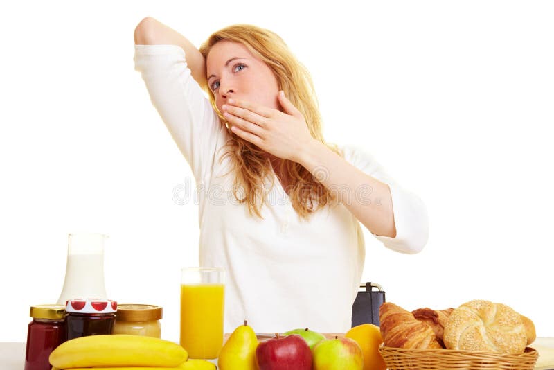 Tired at breakfast stock image. Image of hungry, fruits - 11122151