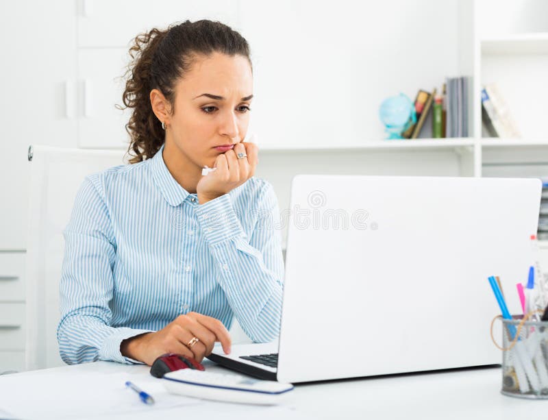 Tired Business Lady Working in Modern Office Stock Image - Image of ...