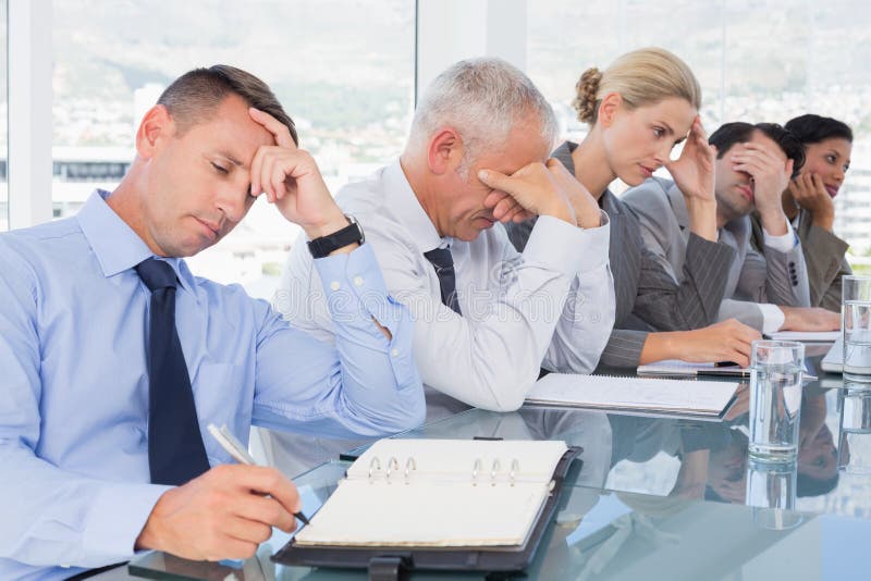 Tired Business Team at Conference Stock Image - Image of desk, staff ...