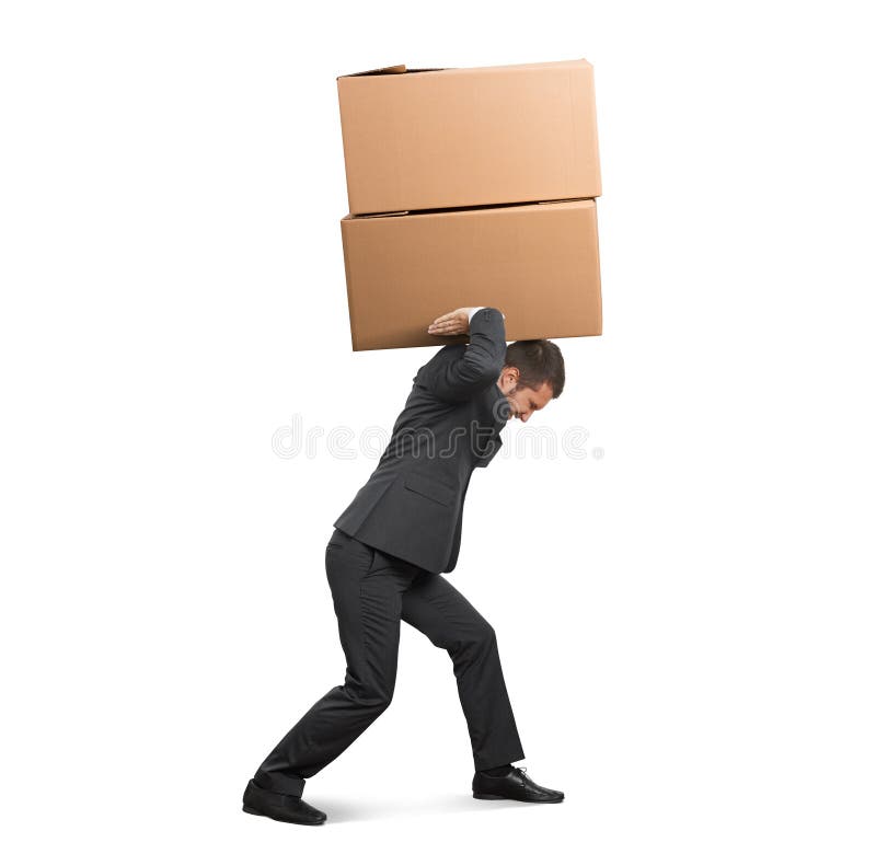 Man Carrying Two Heavy Boxes Stock Photo - Image of carrier, transport ...