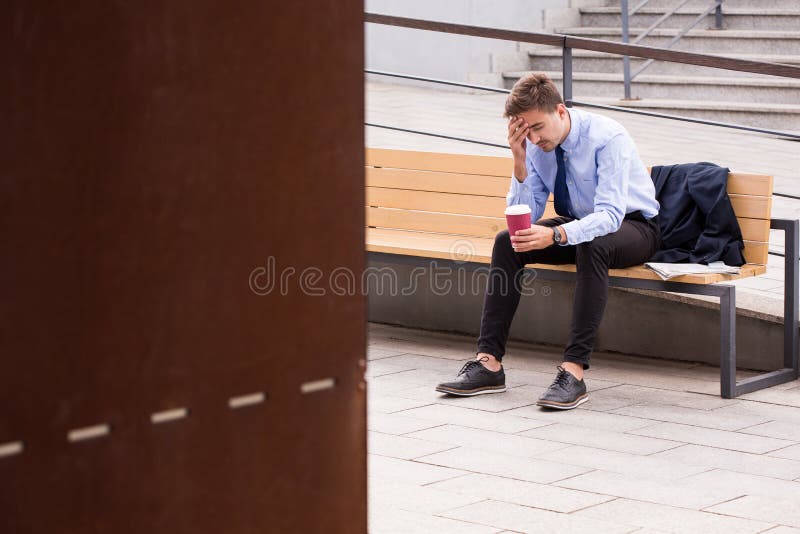 Tired Businessman with Coffee Stock Image - Image of caucasian ...