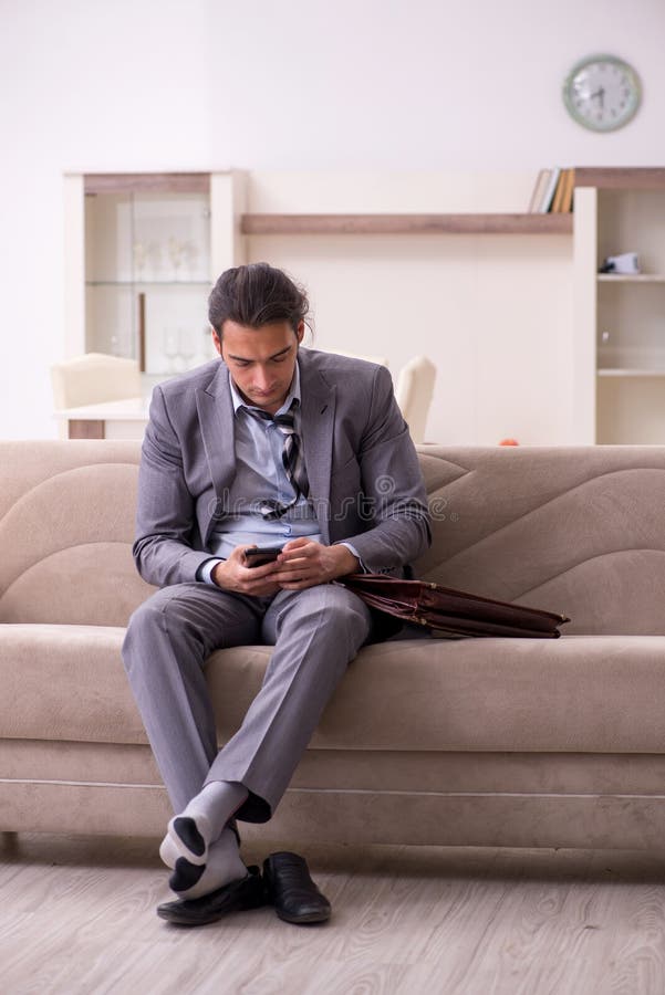Tired Young Businessman Coming Home after Working Day Stock Image ...
