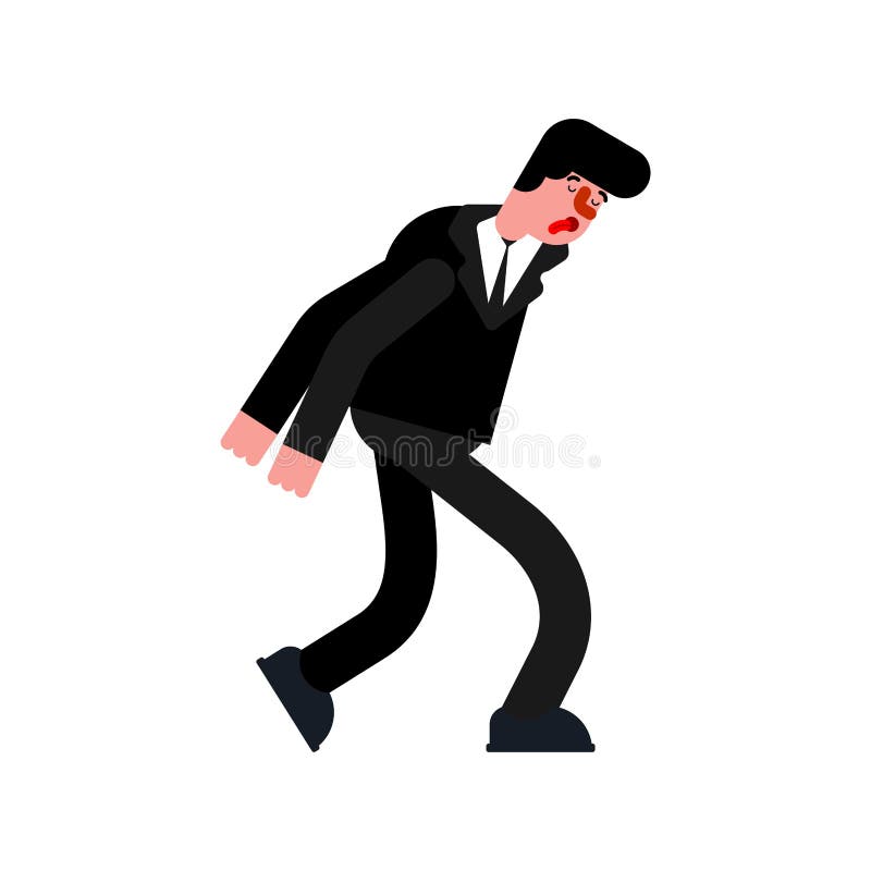 Tired Businessman Goes Hunched Over. Vector Illustration Stock Vector ...
