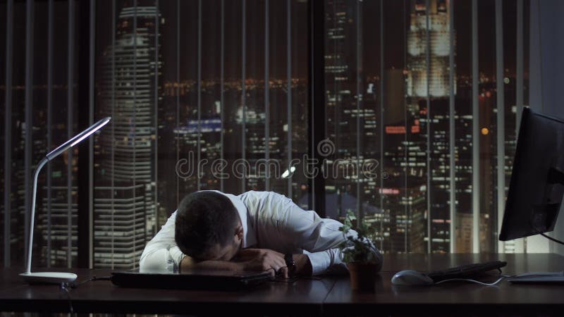 Exhausted Man Sleeping in Office Stock Image - Image of creative ...