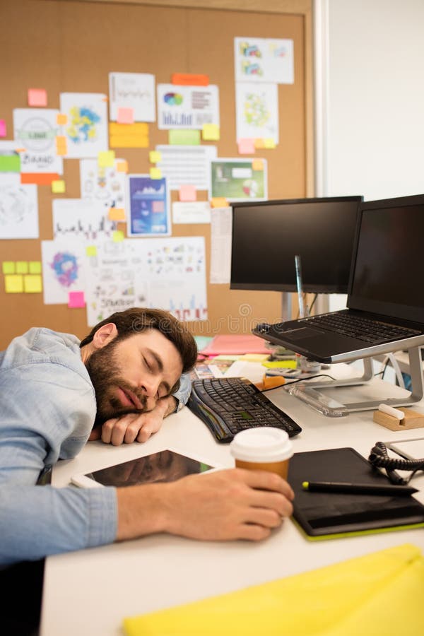 Man napping on his desk stock image. Image of napping - 30885825